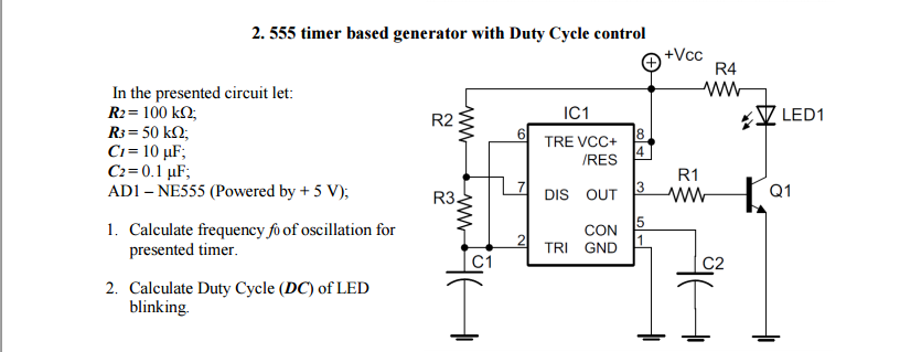Solved 555 timer based generator with Duty Cycle control In | Chegg.com