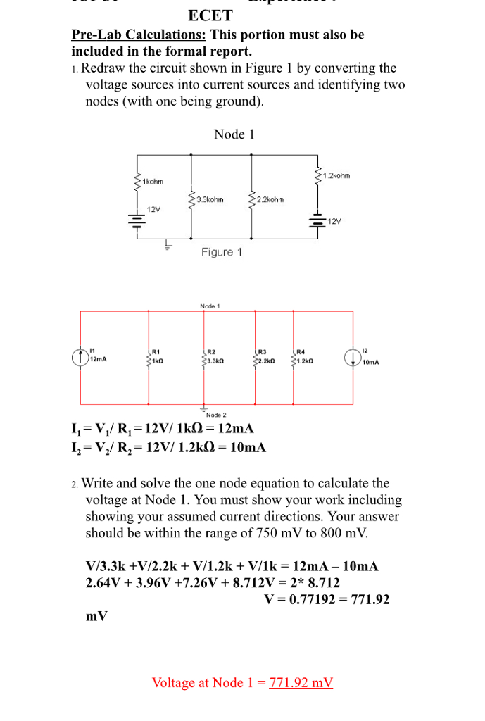Solved ECET Pre-Lab Calcuaions: This portion must also be | Chegg.com
