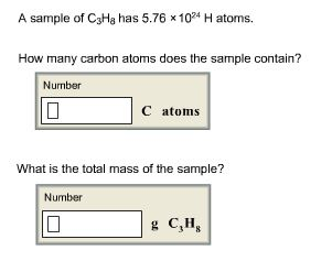 Solved A sample of C3H8 has 5.76 x 1024 H atoms. How many | Chegg.com