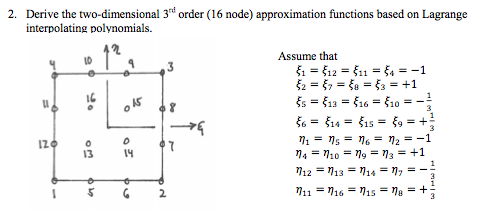 Derive the two-dimensional 3rd order (16 node) | Chegg.com