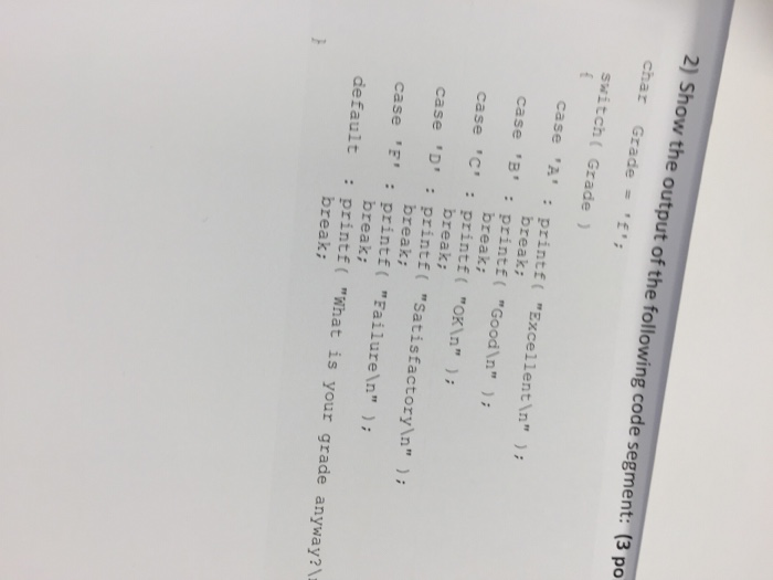 Solved Show The Output Of The Following Code Segment Char 6517