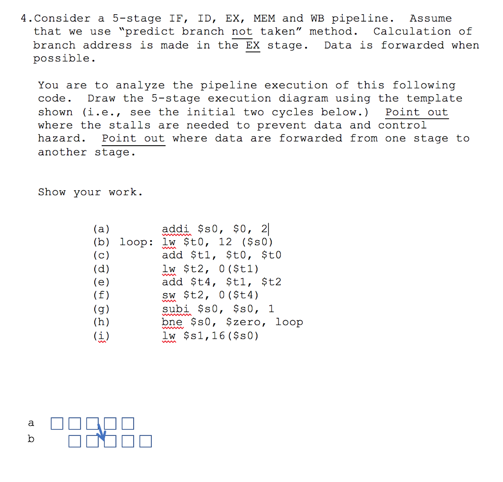 Solved 4.Consider a 5-stage IF, ID, EX, MEM and WB pipeline. | Chegg.com