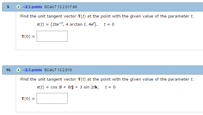 Solved Find the unit tangent vector T(t) at the point with | Chegg.com