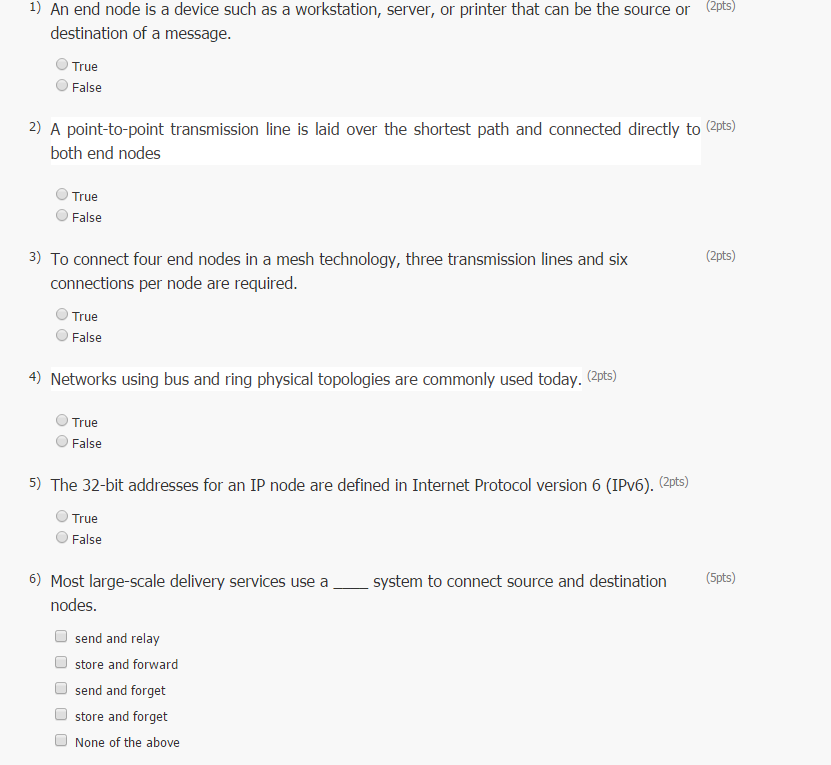 Solved 1) An end node is a device such as a workstation, | Chegg.com