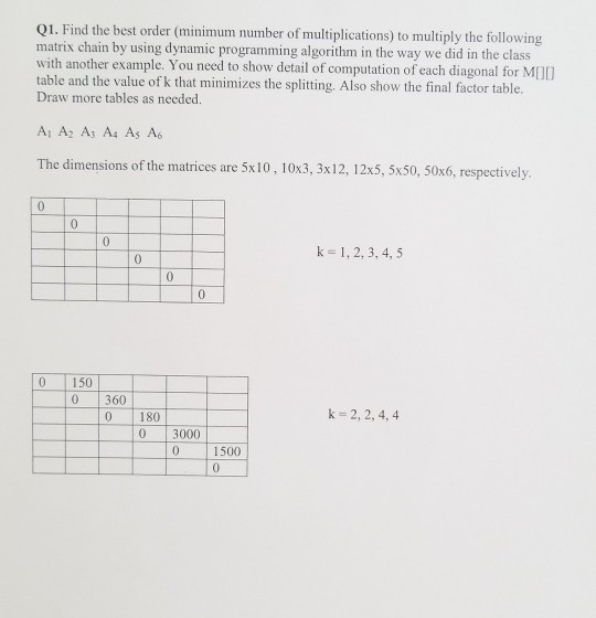 Solved 01. Find the best order (minimum number of | Chegg.com