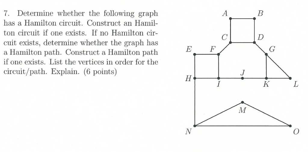 Solved Determine whether the following graph has a Hamilton | Chegg.com