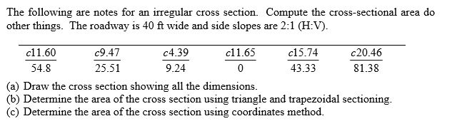 The following are notes for an irregular cross | Chegg.com