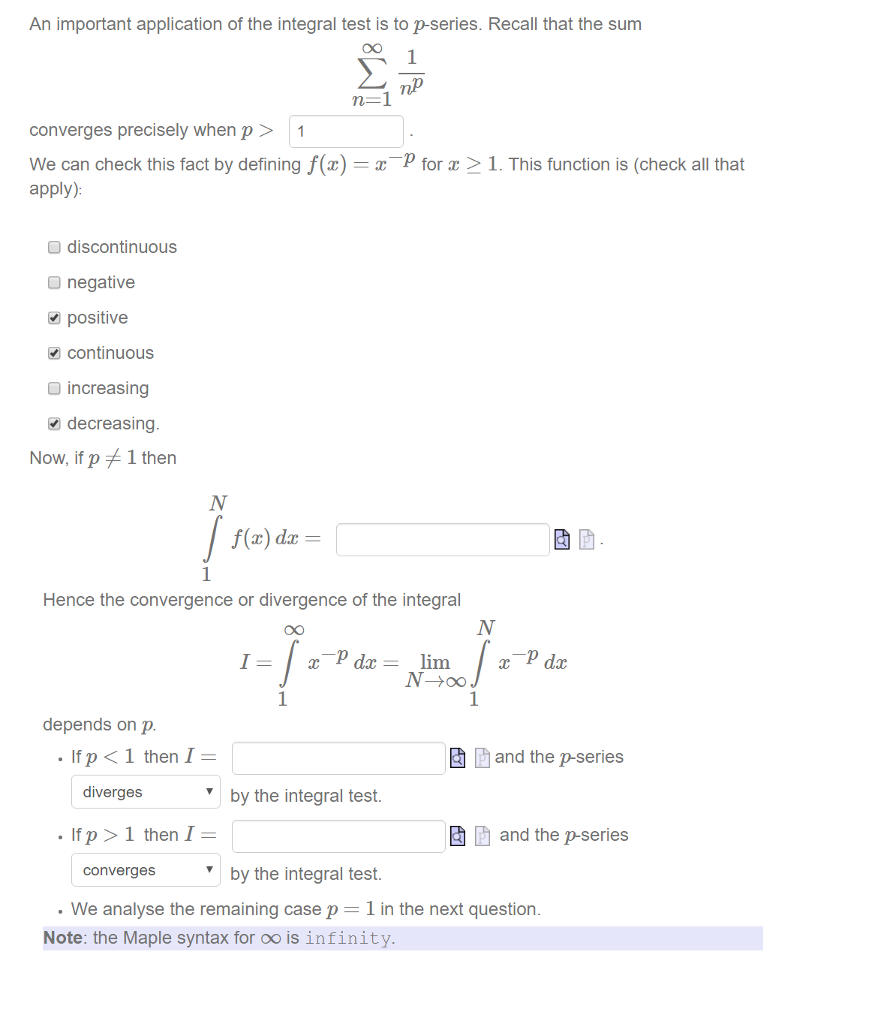 Solved An important application of the integral test is to | Chegg.com