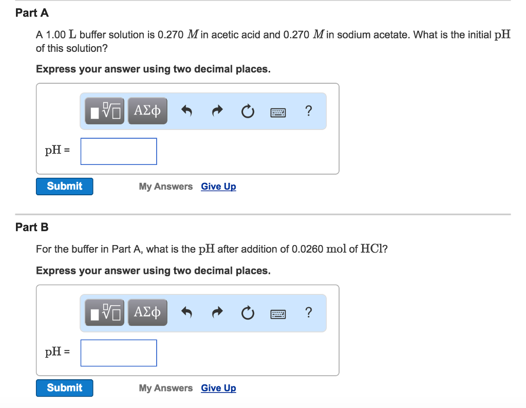 Solved Consider two buffer solutions that each contain | Chegg.com