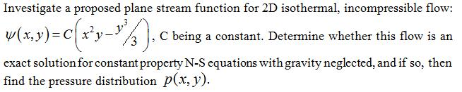 Solved Investigate a proposed plane stream function for 2D | Chegg.com