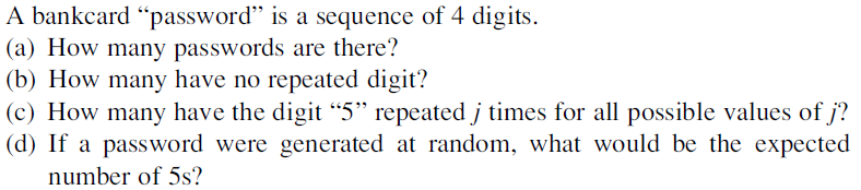 Solved A bankcard password is a sequence of 4 digits. (a) | Chegg.com