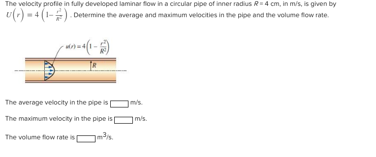 Solved The velocity profile in fully developed laminar flow | Chegg.com