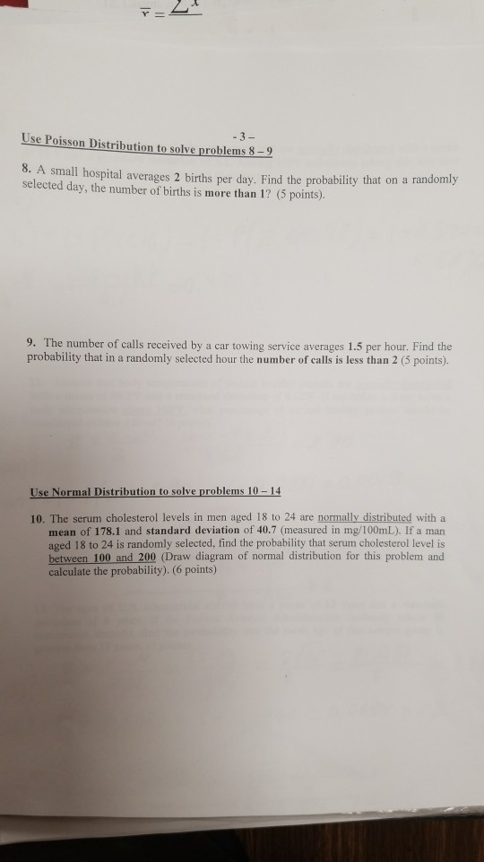 Solved Use Poisson Distribution to solve problems 8-9 8. A | Chegg.com