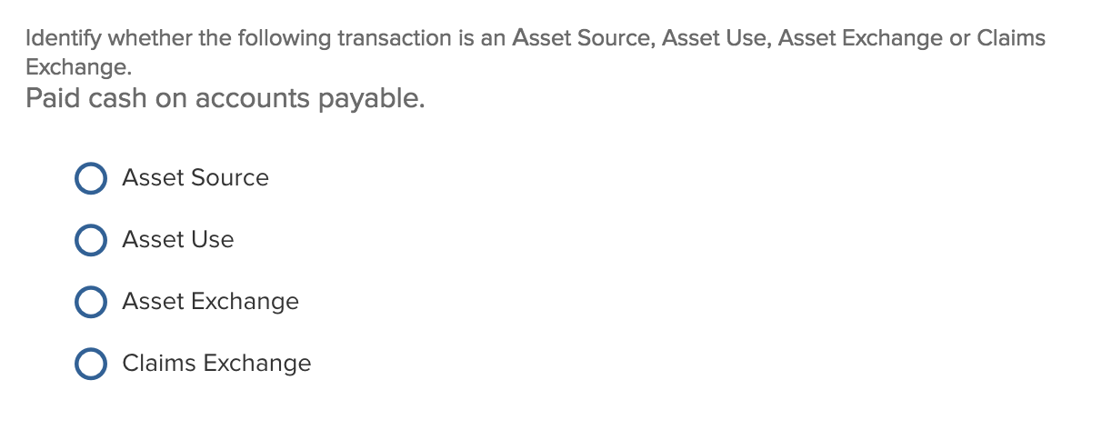 Solved Identify whether the following transaction is an | Chegg.com
