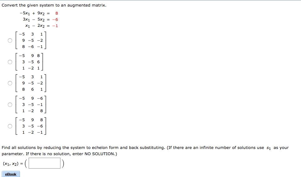 Solved Convert the given system to an augmented matrix. | Chegg.com