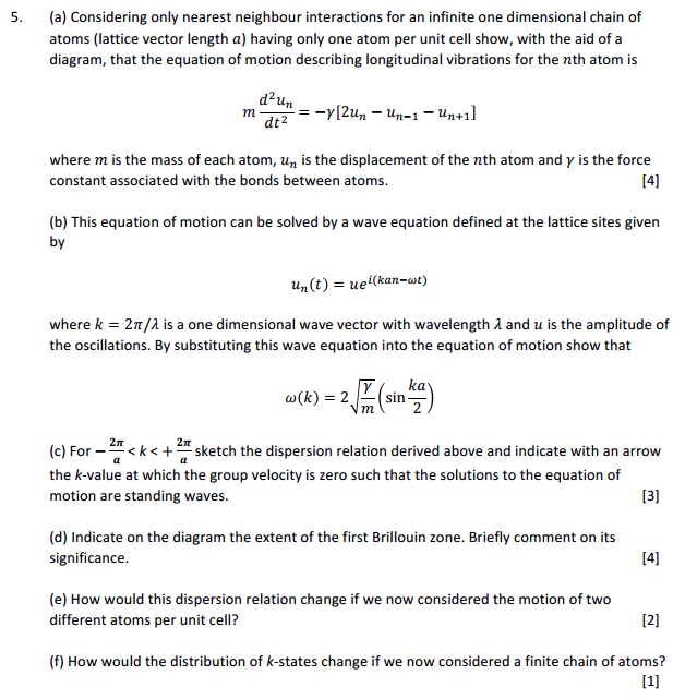 Solved Condensed matter physics problem (see image). Please | Chegg.com