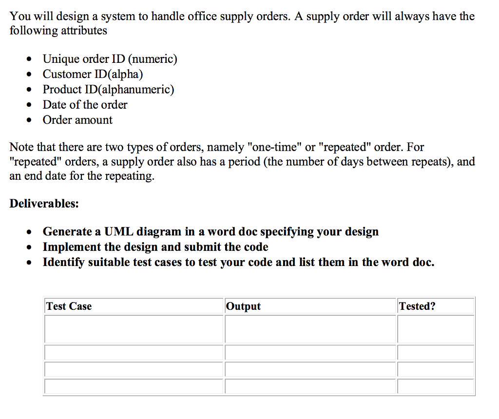 You will design a system to handle office supply | Chegg.com