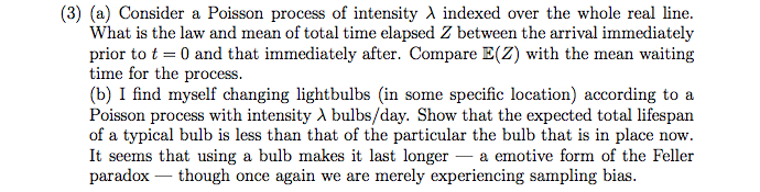 (a) Consider a Poisson process of intensity lambda | Chegg.com