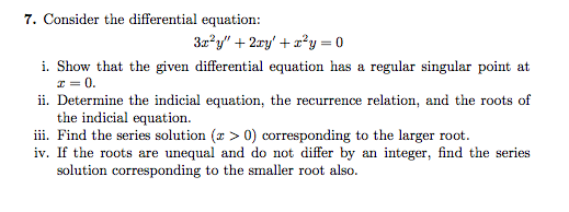 Solved Consider the differential equation: 3x^2y" + 2xy' + | Chegg.com