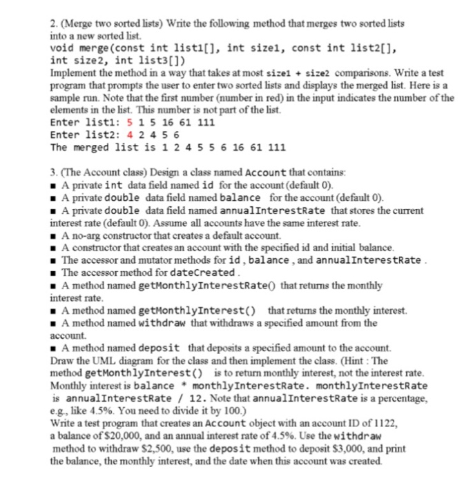Solved 2 Merge Two Sorted Lists Write The Following 1483