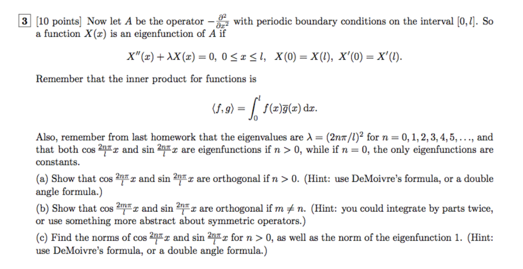 Solved 10 points Now letA be the operator- with periodic | Chegg.com