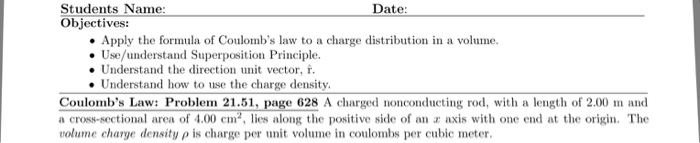 Solved Students Name Objectives: Date: Apply the formula of | Chegg.com