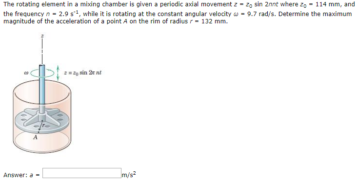 Solved The rotating element in a mixing chamber is given a | Chegg.com