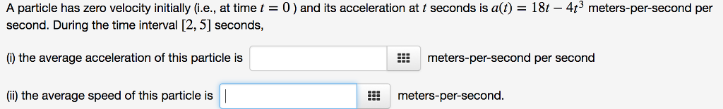 Solved A particle has zero velocity initially (i.e., at time | Chegg.com