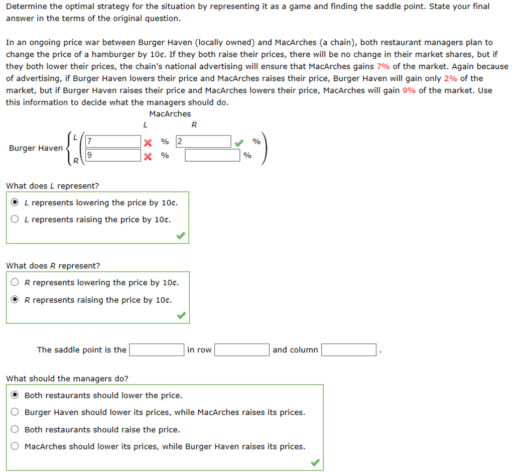 Solved Determine the optimal strategy for the situation by | Chegg.com