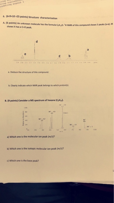 Solved An unknown molecule has the formula C_6H_12O.^1H NMR | Chegg.com