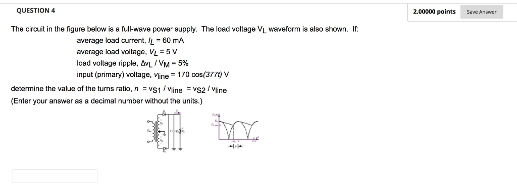 Solved QUESTION 4 2.00000 points Save Answer The circuit in | Chegg.com