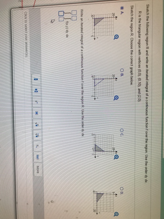 Solved Sketch the following region R and write an iterated | Chegg.com