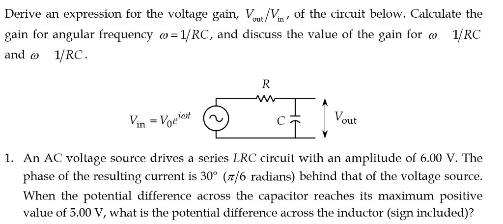 Solved Derive an expression for the voltage gain, Vout/Vm, | Chegg.com
