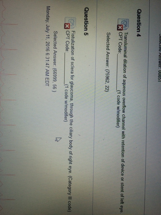 Solved Transluminal dilation of aqueous overflow channel | Chegg.com