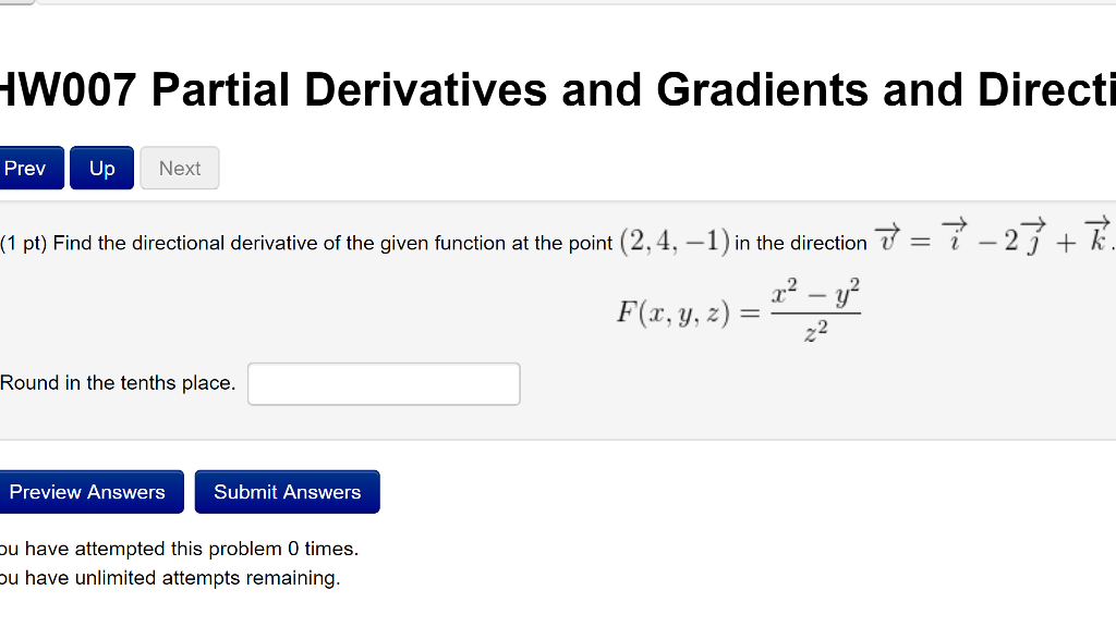 Solved HW007 Partial Derivatives and Gradients and | Chegg.com