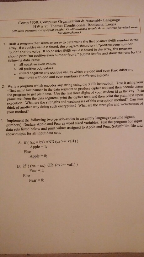 Comp 3350: Computer Organization & Assembly Language | Chegg.com