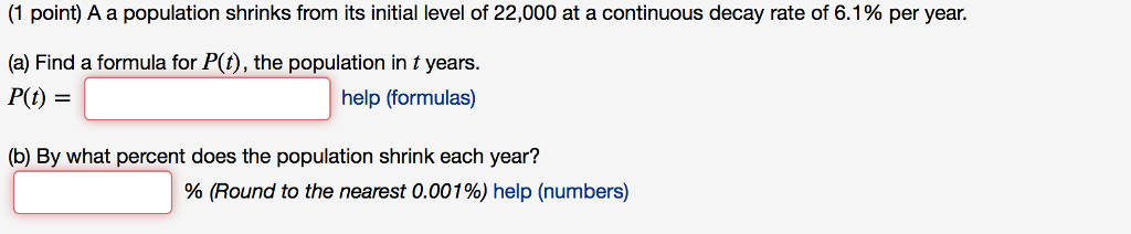 Solved A a population shrinks from its initial level of | Chegg.com