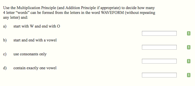 Solved Use the Multiplication Principle (and Addition | Chegg.com