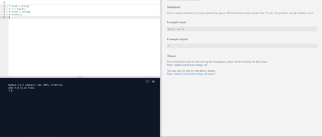 Solved 1- Read a string: 2 s-input() 3- オPrint string : | Chegg.com