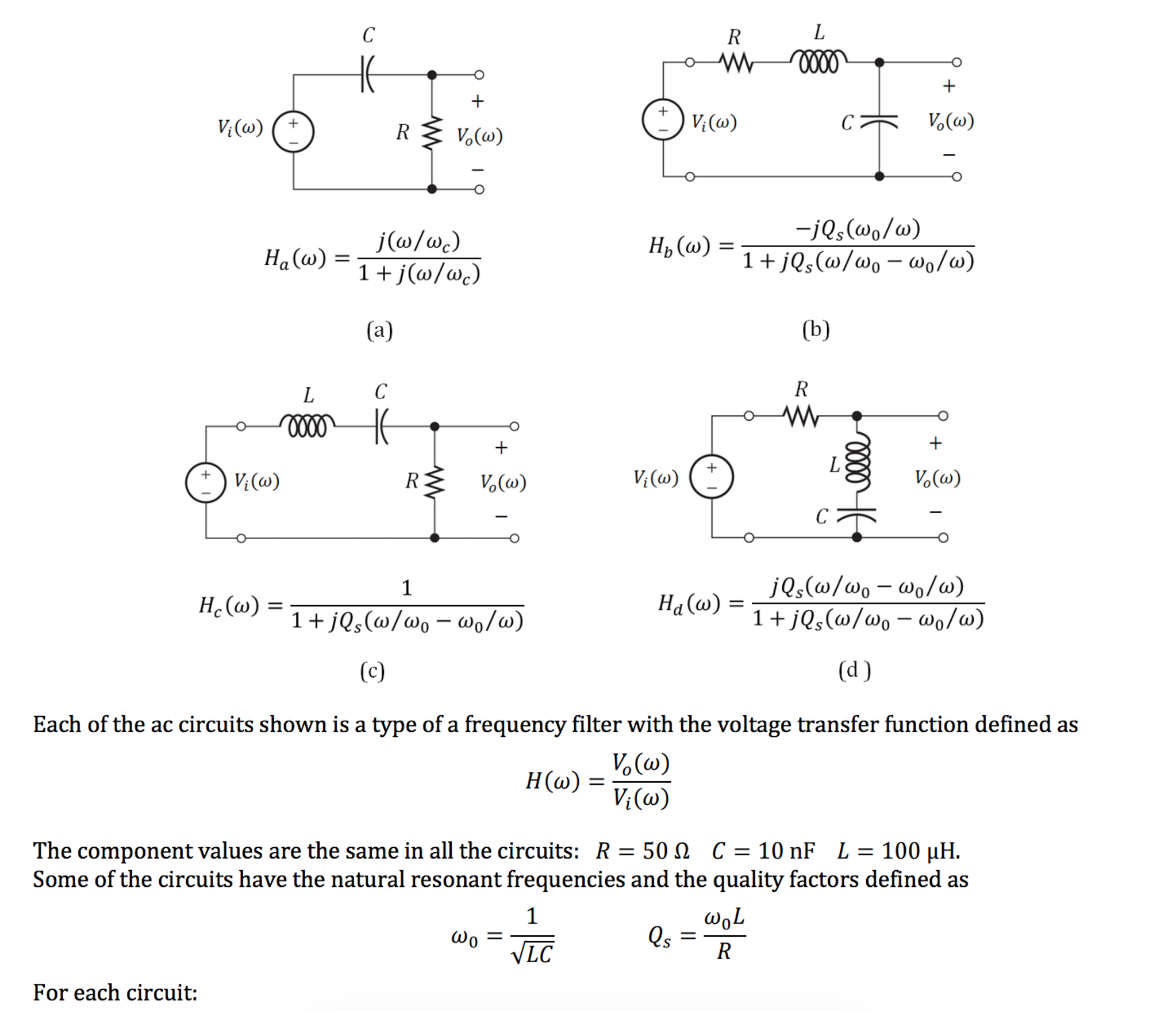 Solved Each of the ac circuits shown is a type of a | Chegg.com