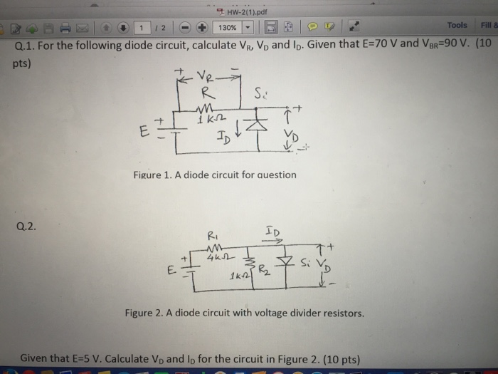 Solved For the following diode circuit, calculate V_r, V_D | Chegg.com
