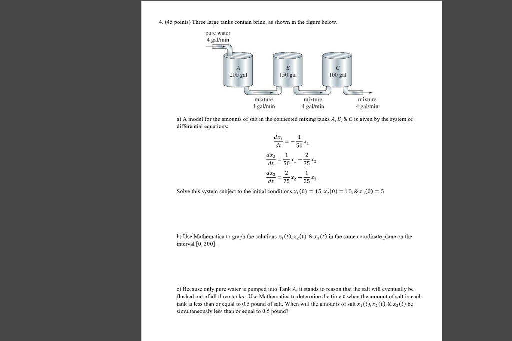 Three large tanks contain brine, as shown in the | Chegg.com