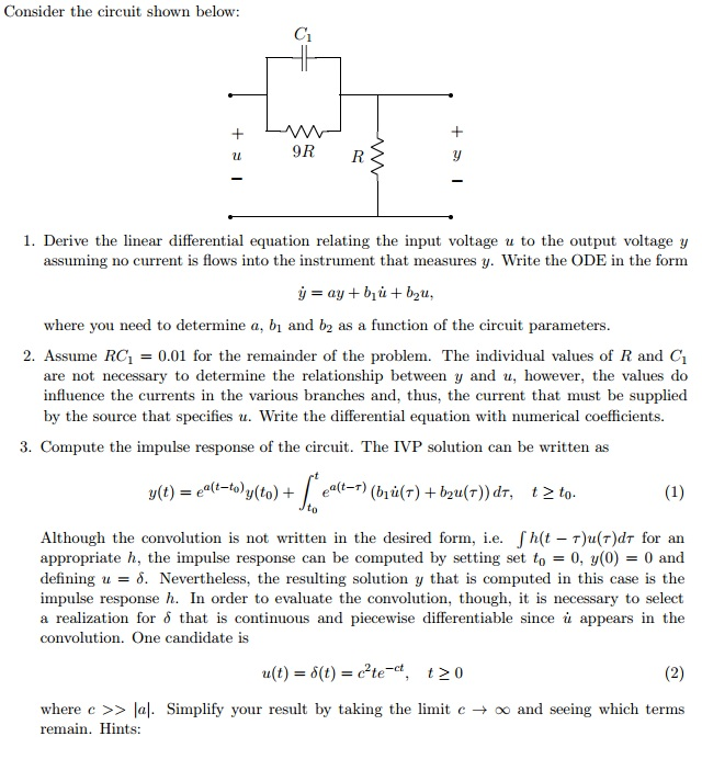 Solved Consider the circuit shown below: Derive the linear | Chegg.com