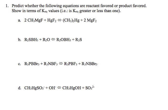 Solved Predict whether the following equations arc reactant | Chegg.com