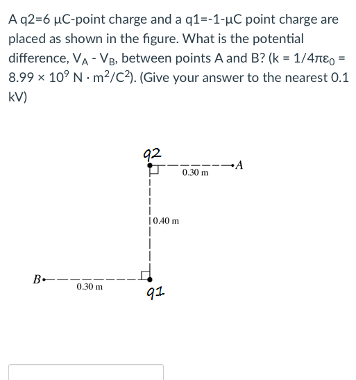 Solved A q2-6 μC-point charge and a q1--1-uC point charge | Chegg.com