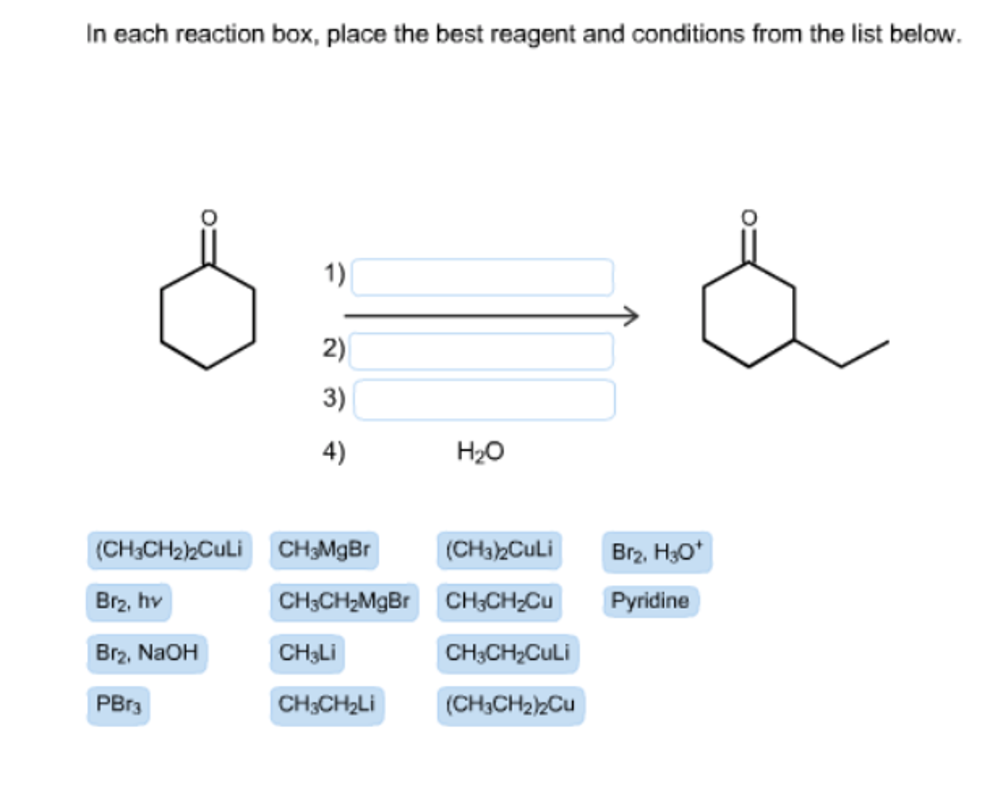 Solved In each reaction box. place the best reagent and | Chegg.com