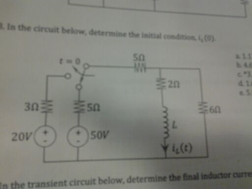 Solved In the circuit below determine the initial condition, | Chegg.com