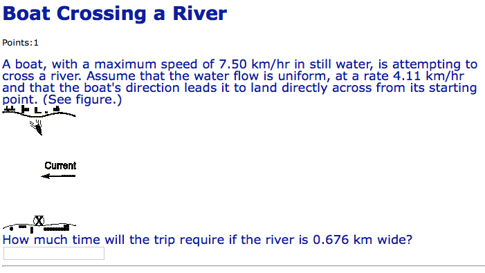 Solved Boat Crossing a River Points: 1 A boat, with a | Chegg.com