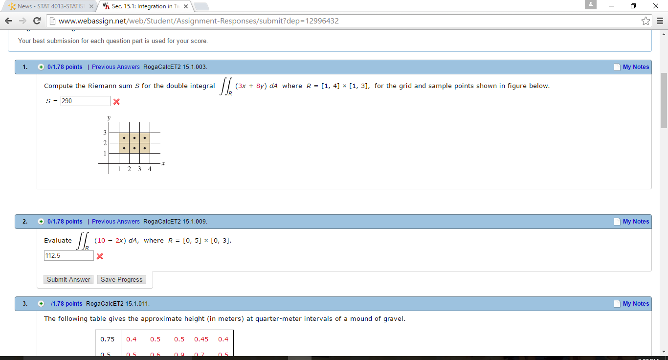 Solved Compute the Riemann sum S for the double integral | Chegg.com