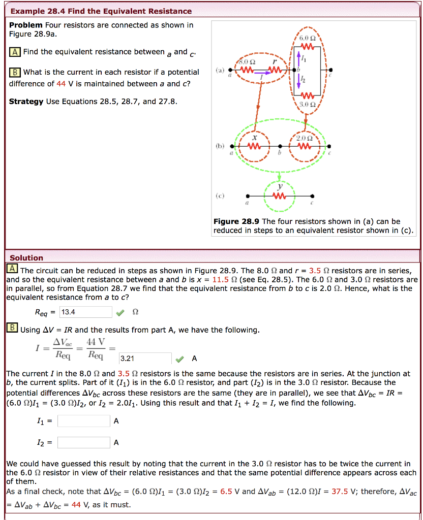 Solved Example 28.4 Find the Equivalent Resistance Problem | Chegg.com